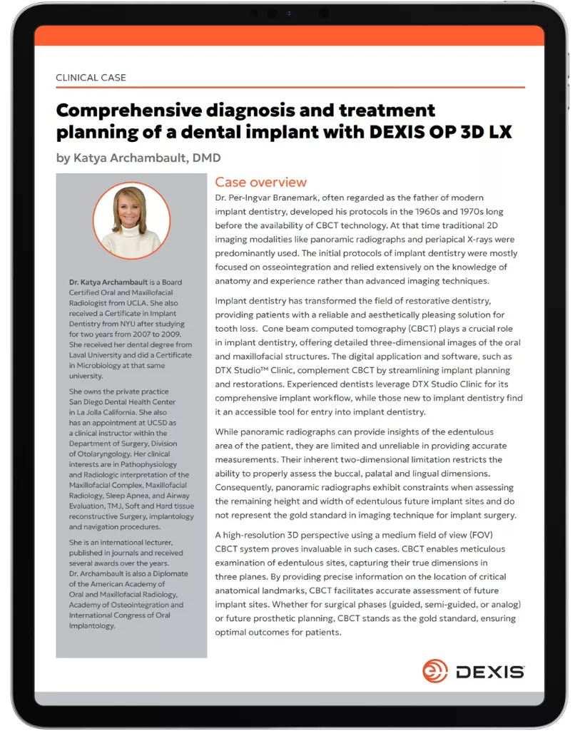 Comprehensive diagnosis and treatment planning of a dental implant with the DEXIS OP 3D LX | DEXIS